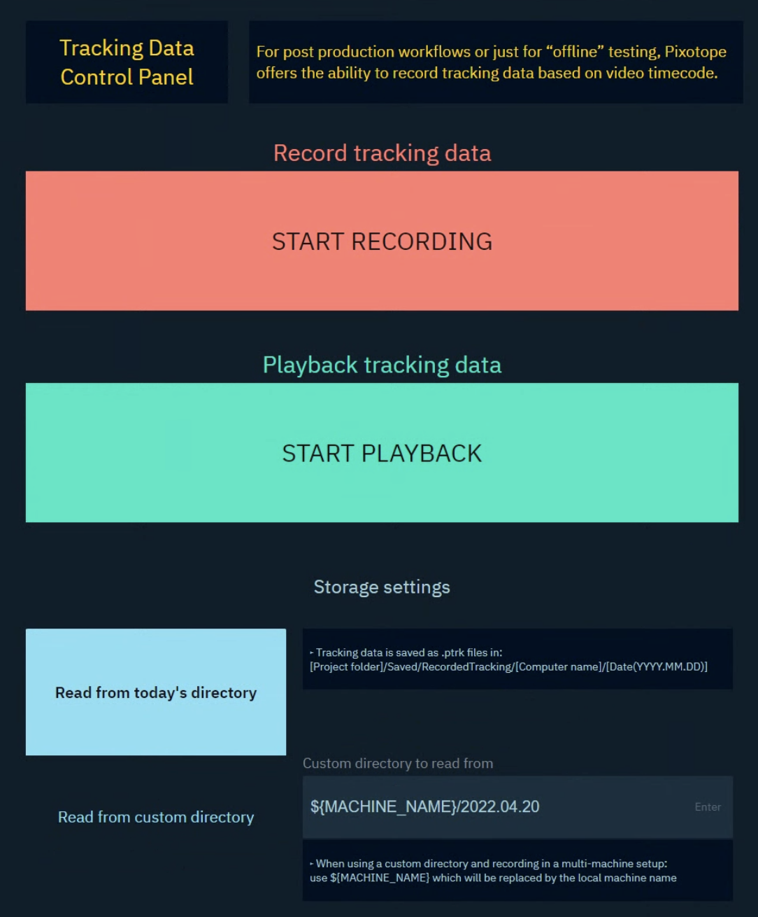 Recording and playback of tracking data
